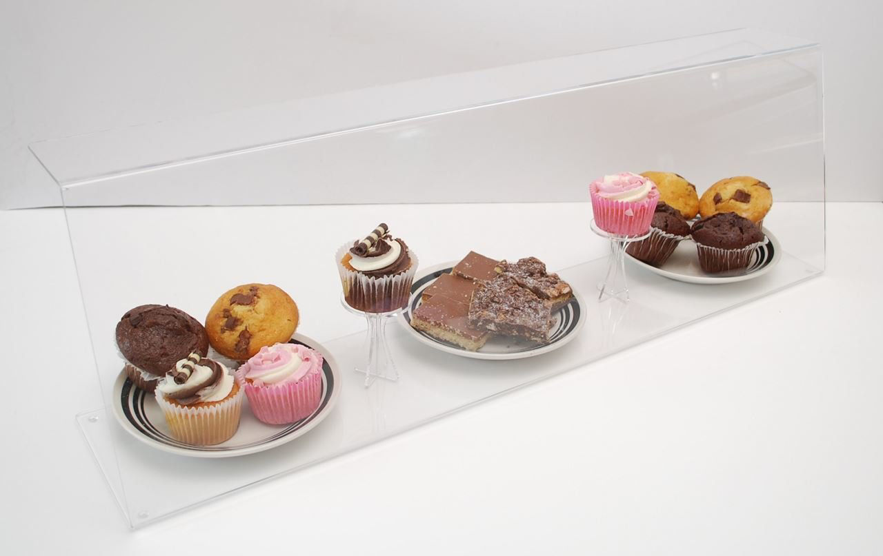 400mm acrylic sneeze guard, bakery food screen | Plasticraft Displays