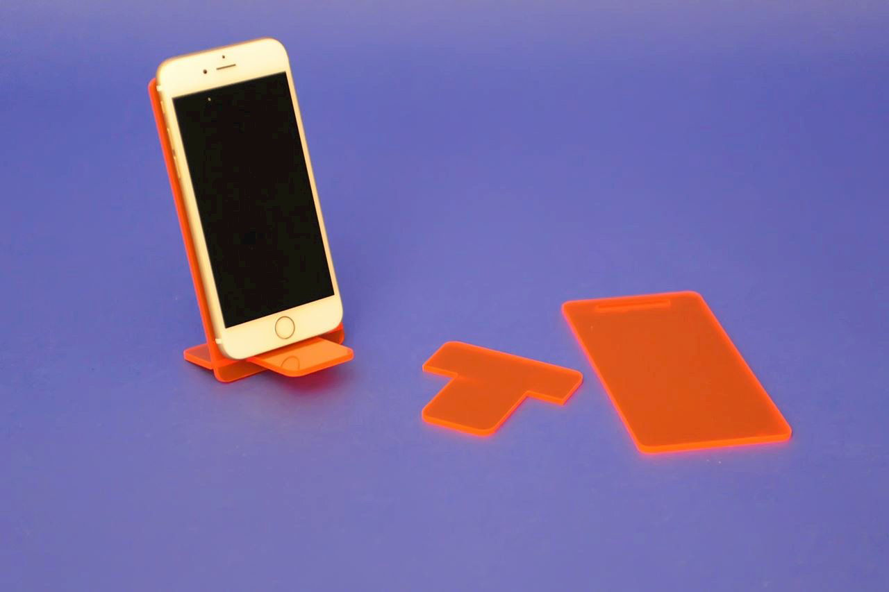 Large Flat Pack Neon Phone Stand Red | Plasticraft Displays