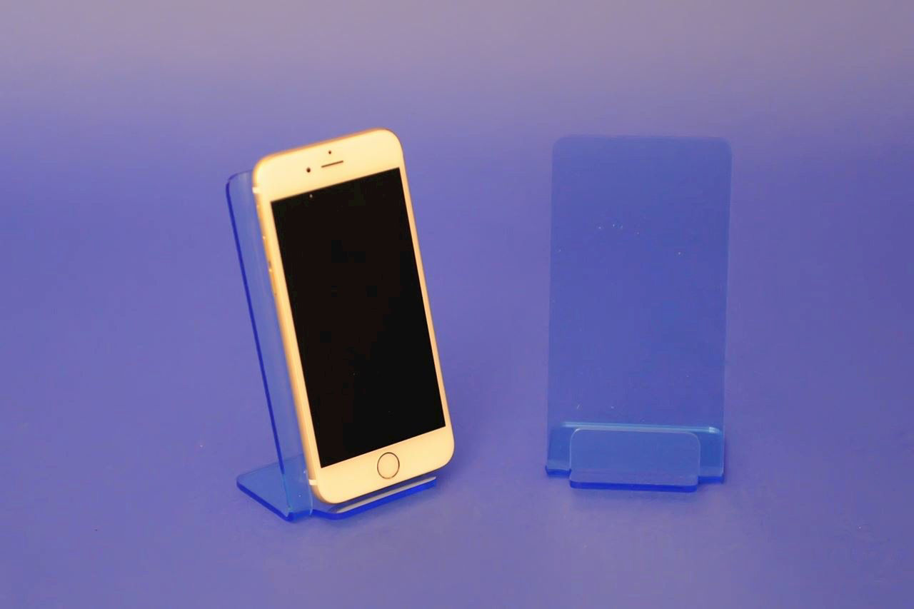 Large Neon Phone Stand Blue | Plasticraft Displays