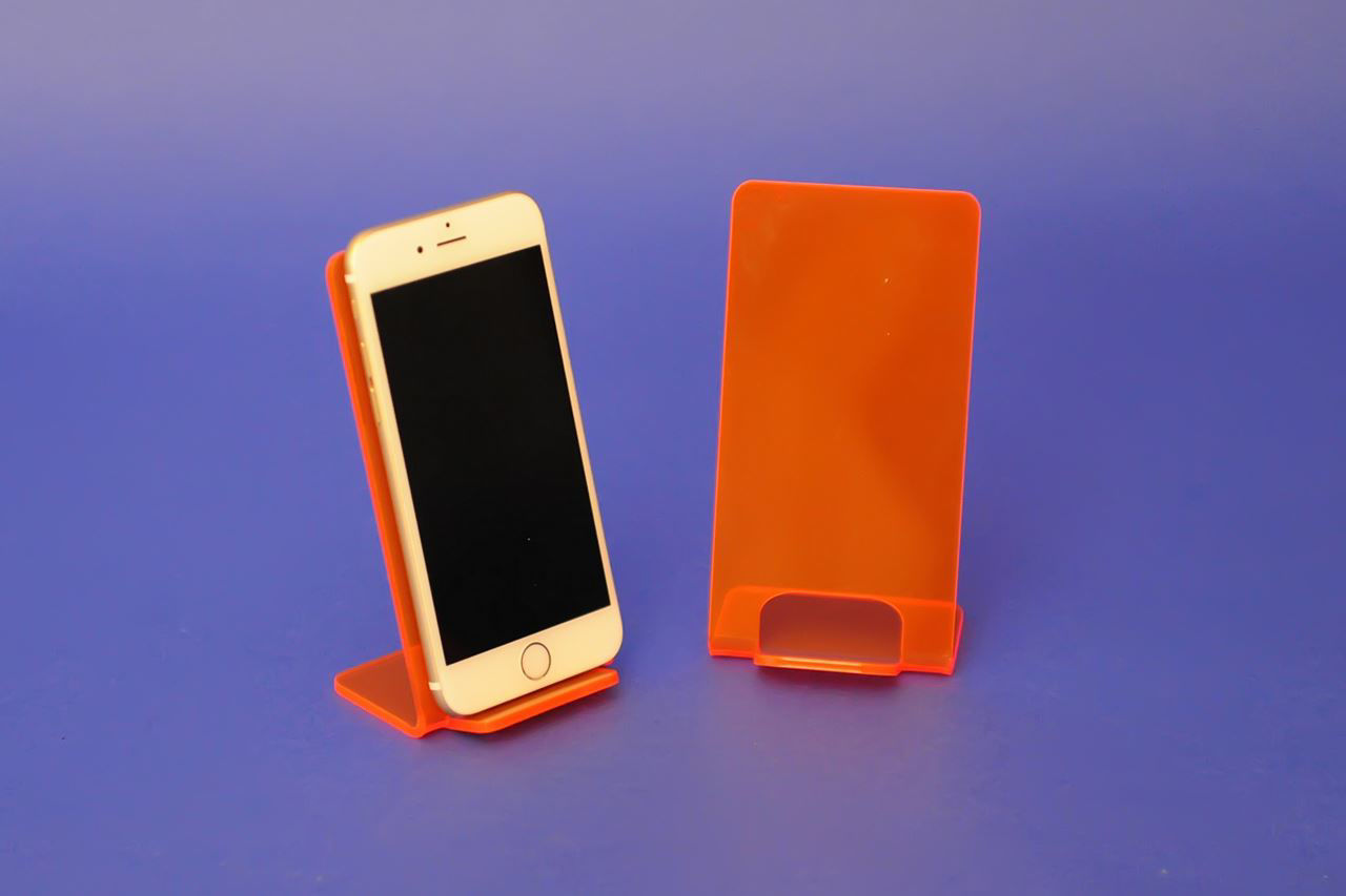 Large Neon Phone Stand Red | Plasticraft Displays