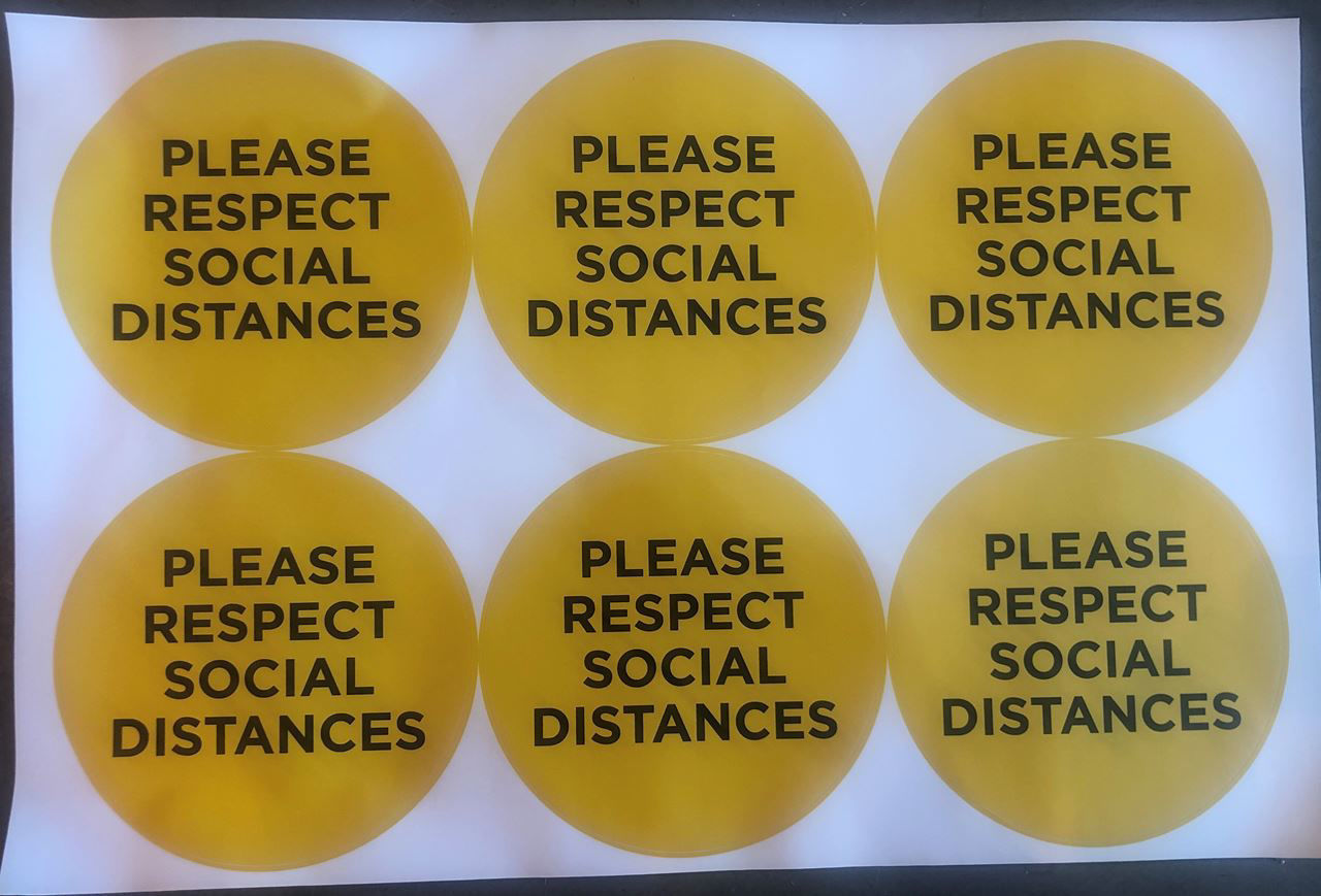 Please Respect Social Distance Yellow PACK OF 6 | Plasticraft Displays