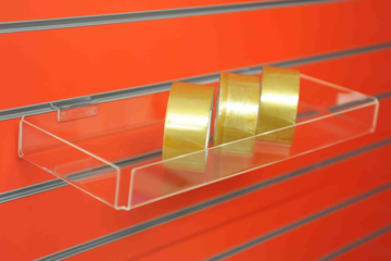 Versatile and durable acrylic slatwall shelves for organised display ...