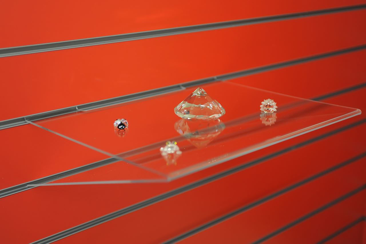 Heavy duty slatwall V shelf 300mm x 200mm | Plasticraft Displays